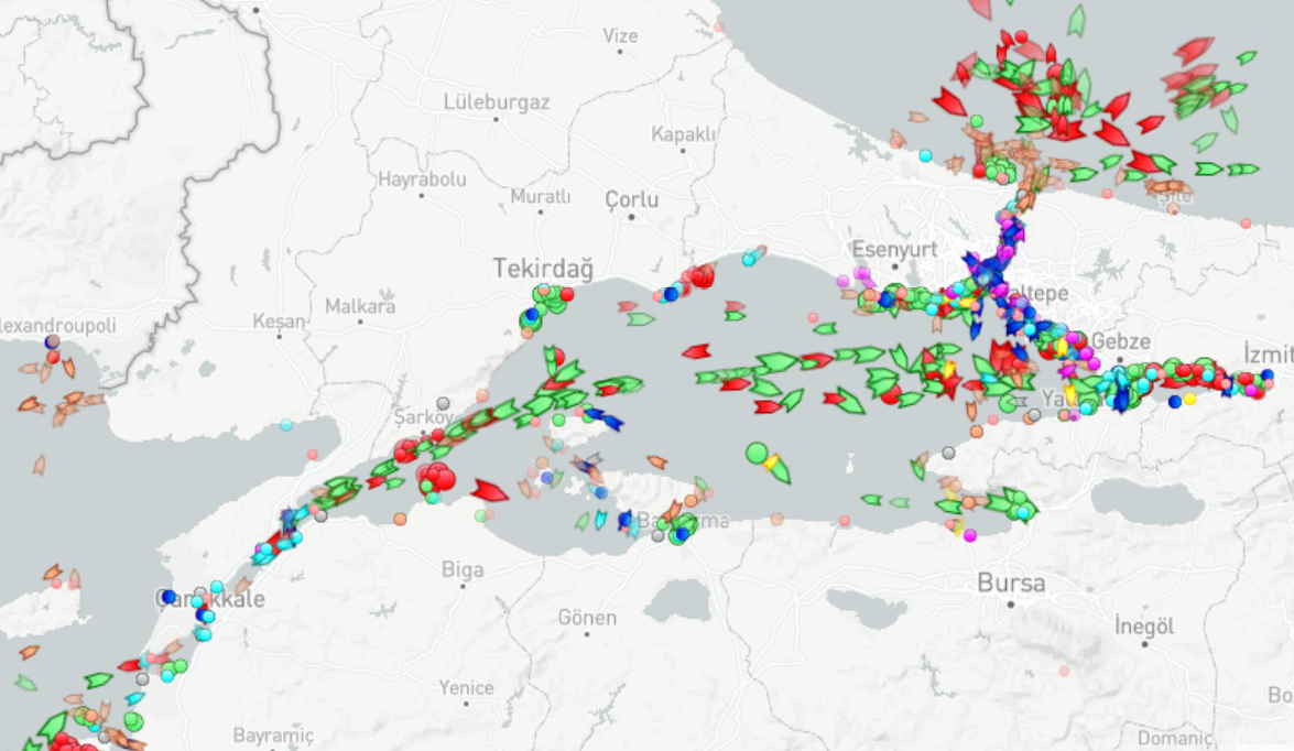 There is a congestion of tankers in the Turkish straits due to the ...